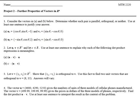 solved 1 consider the vectors in a and b below