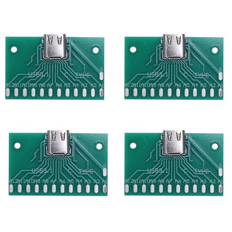 4x Diy 24pin Usb C Usb 3 1 Type C Female Socket Connector Type With Pc Board