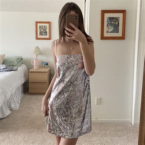 Showpo Silver Sequin Mini Dress Size 0 Brand New Depop