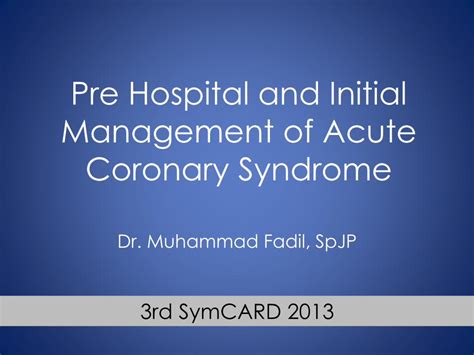 PDF Pre Hospital And Initial Management Of Acute Coronary Syndrome