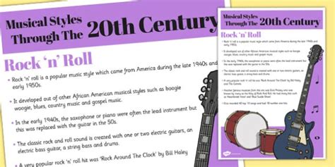 Musical Styles Through The 20th Century Rock And Roll Information Poster