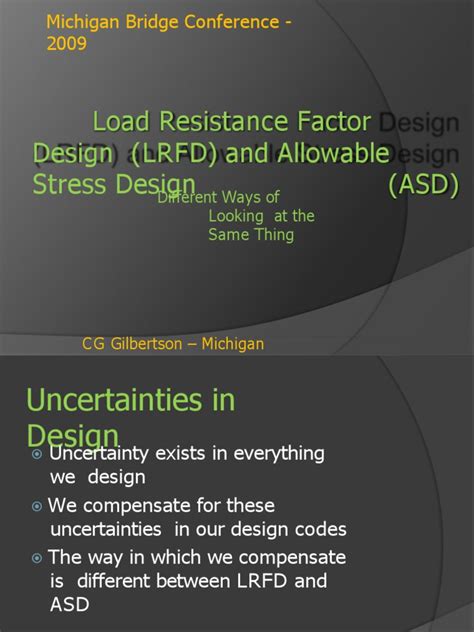 Load Resistance Factor Design Lrfd And Allowable Stress Design Asd Download Free Pdf