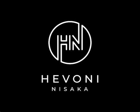 Letra Hn Linha Arte Monograma Linear Minimalista Círculo Elegante