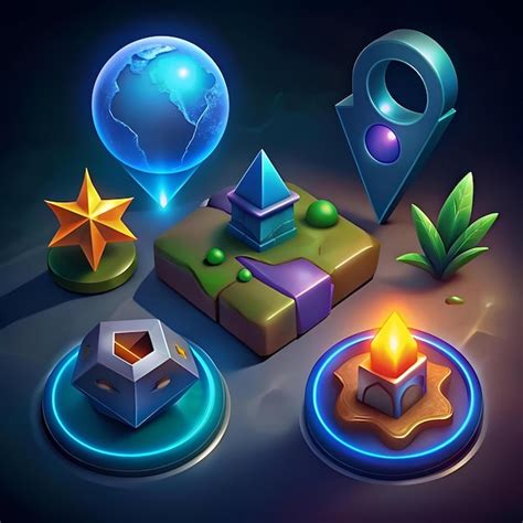 A Set Of 3D Map Icons Perfect For Creating Stunning UI For Games Mobile