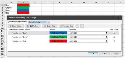 cannot extend conditional formatting across rows what am i doing wrong
