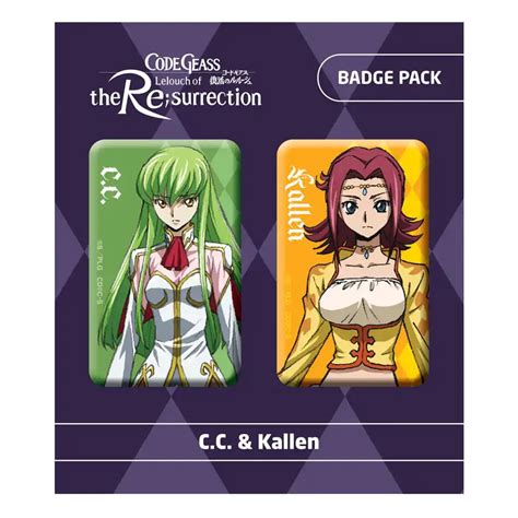 Code Geass Lelouch Of The Resurrection Pin Badges 2 Pack Cc And Kallen