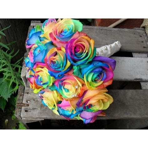 Rainbow Rose Wedding Bouquet