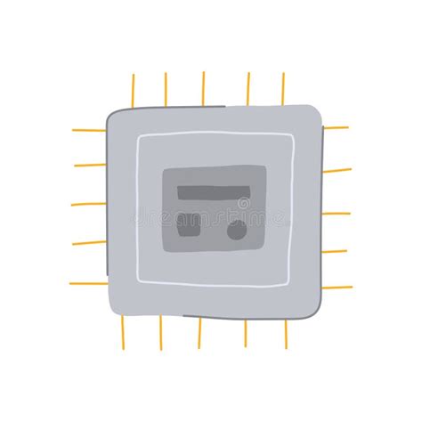 Electronics Microchip Cartoon Vector Illustration Stock Illustration