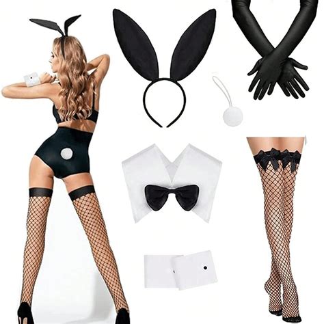 9pcs Bunny Costume Women Bunny Ear Headband Rabbit Collar Bow Tie Cuffs