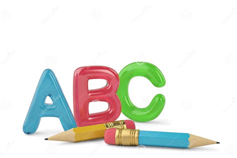 两支铅笔和颜色abc信件在白色背景3d Illustr 库存例证 插画 包括有 字体 概念 123964530