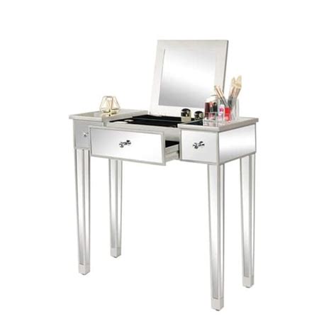 Mdf Mirrored Vanity Table With Flippable Desktop Bed Bath And Beyond