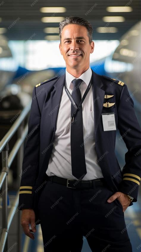 Premium Photo A Man In A Pilots Uniform Posing For A Picture