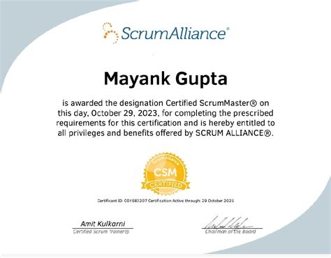 Mayank Gupta On Linkedin Happy To Be A Certified Scrum Master From Scrum Alliance