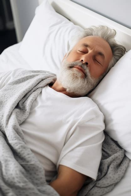 Premium Photo Man Sleeping Peacefully In Bed Generative Ai