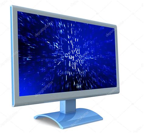 Lcd Monitor And Abstract Code Stock Photo Ilexx