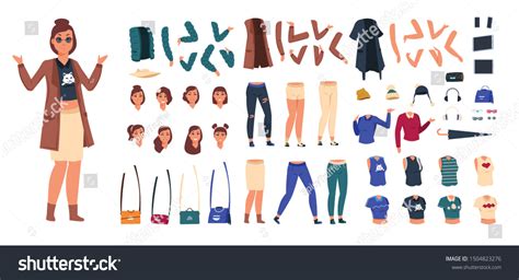 Cartoon Character Woman Casual Clothes Animation Stock Vector Royalty