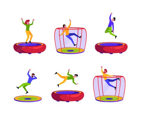 People Jumping Character Trampoline Trampolining Jumping Joy Playful