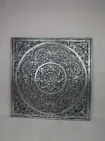 Závěsná dekorace Mandala stříbrná 110x110 cm ruční práce exotické