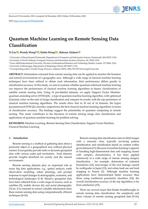 Pdf Quantum Machine Learning On Remote Sensing Data Classification
