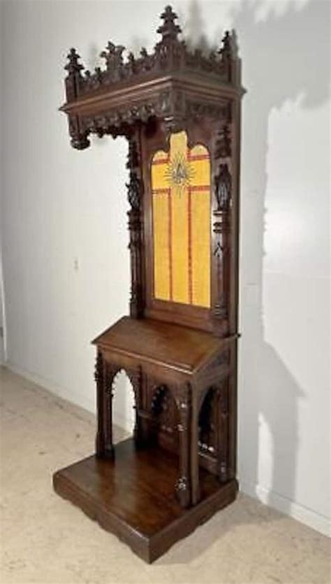 Impressive French Antique Gothic Revival Prie Dieu Kneeler Prayer