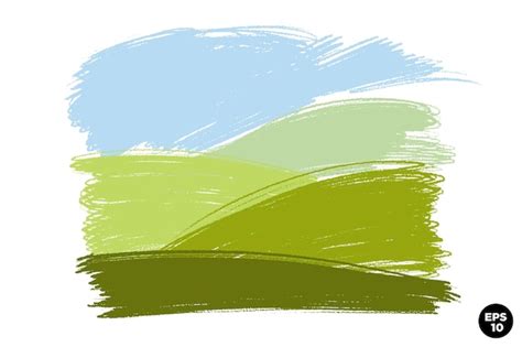 Premium Vector Wax Crayon Naive Hand Drawn Grass Meadow Hills With