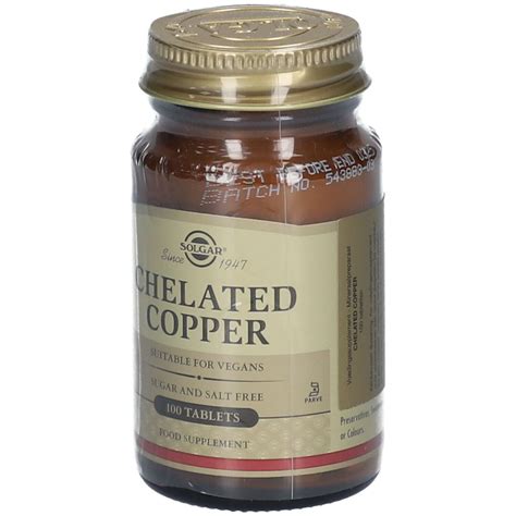 Solgar Chelated Copper Koper 100 St - Farmaline