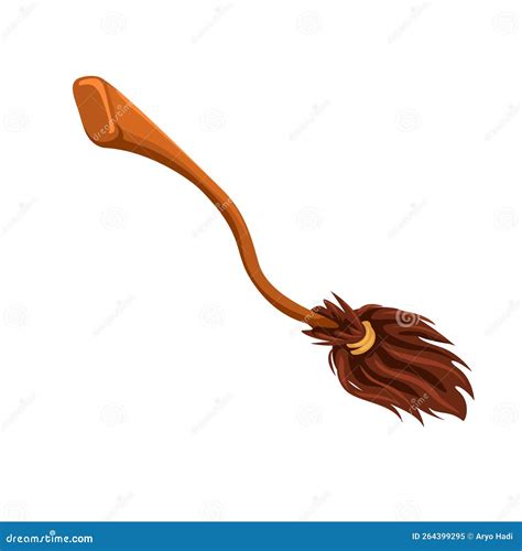 Magic Flying Broom Witch Transport Object Symbol Cartoon Illustration