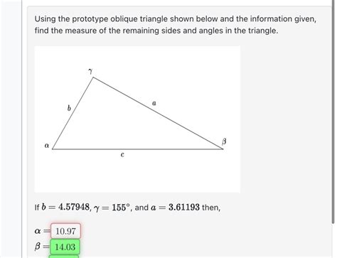 Solved Using The Prototype Oblique Triangle Shown Below And