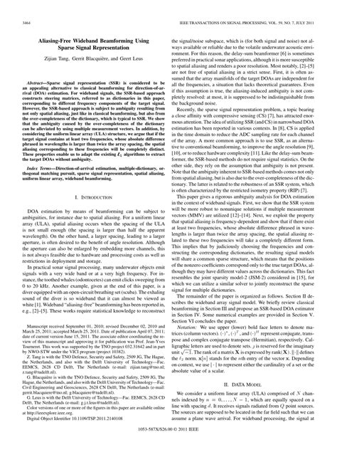 Pdf Aliasing Free Wideband Beamforming Using Sparse Signal Representation