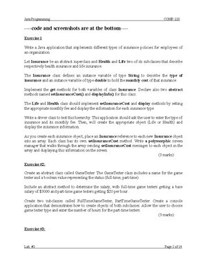 Java Lab 03 Ex02 Code Java Lab 03 Exercise 02 Solution Centennial College COMP 228 Java