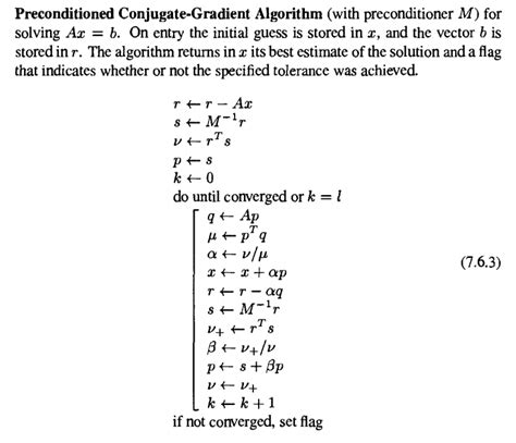Preconditioned Conjugate Gradient Algorithm With