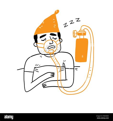 Young Man Wearing Cpap Mask Sleeping In Bed Snoring Manobstructive