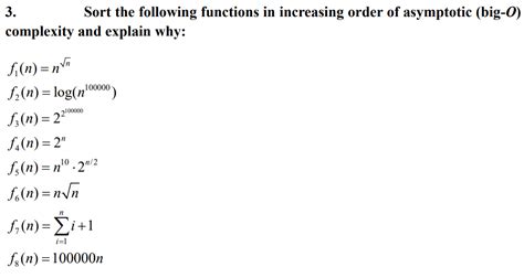 solved 3 sort the following functions in increasing order