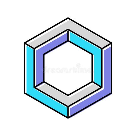Hexagon Impossible Geometric Shape Color Icon Vector Illustration Stock