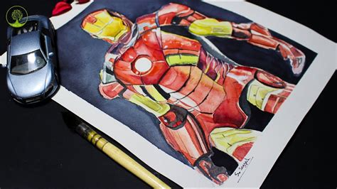 نقاشی آبرنگ آیرون من Painting Iron Man With Watercolor Living Color