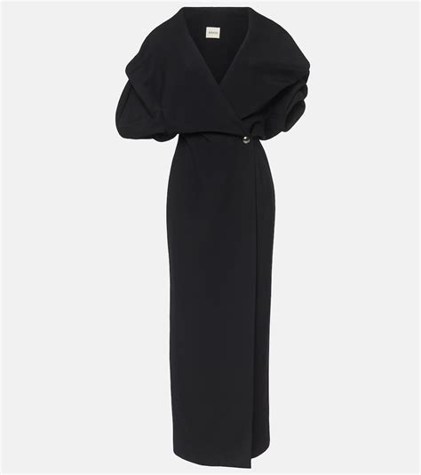 Vestido Largo Truman Con Mangas Abullonadas En Negro Khaite Mytheresa