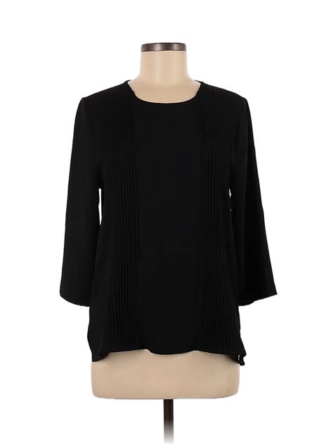Ann Taylor 100 Rayon Polka Dots Black Long Sleeve Blouse Size M 75