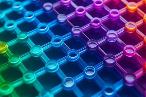 A Colorful Pattern Of A Grid With A Colored Background Of A Rainbow