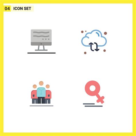 User Interface Pack Of 4 Basic Flat Icons Of Computer Medicine Cloud Arrow Hospital Editable