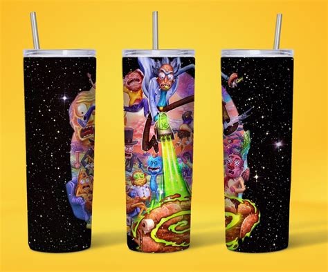 Rick And Morty Oz Skinny Tumbler Sublimation Designs Wrap Tumbler For Straight Tumbler