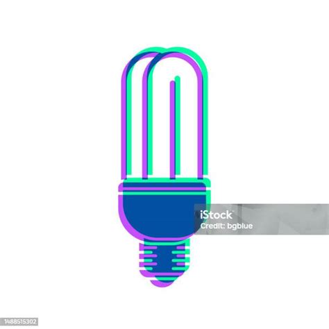 에너지 절약 전구 흰색 배경에 두 가지 색상이 오버레이된 아이콘 3차원 형태에 대한 스톡 벡터 아트 및 기타 이미지 3차원 형태 개념 경제 Istock