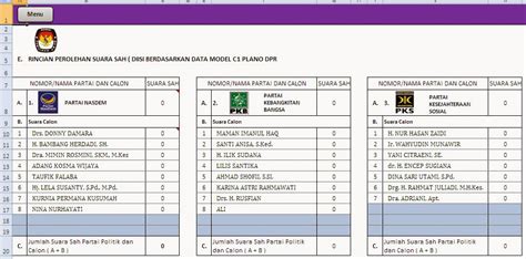Aplikasi Perhitungan Suara Cepat Di KPPS Pileg 2014 300 Rumus Excel
