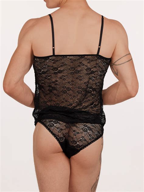 Mens Black Lace Camisole Lace Lingerie For Men Xdress Uk