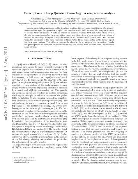 Pdf Prescriptions In Loop Quantum Cosmology A Comparative Analysis