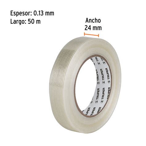 Cinta Flejadora Con Filamentos 24mm X 50 M Transparente 103029