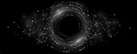 빛나는 점들로 이루어진 미래형 디지털 서클 신경망의 정보 입자 사이버 공간으로의 빅 데이터 시각화 인공 지능 배너 벡터 일러스트 레이 션입니다 검은색에 대한 스톡 벡터 아트