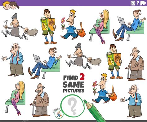Match The Identical Cartoon Character Pairsa Fun And Educational Game