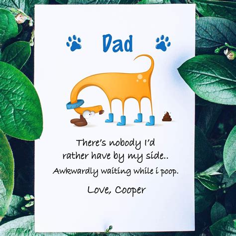 Dog Dad Card Happy Fathers Day Card From The Dog Funny T From Dog