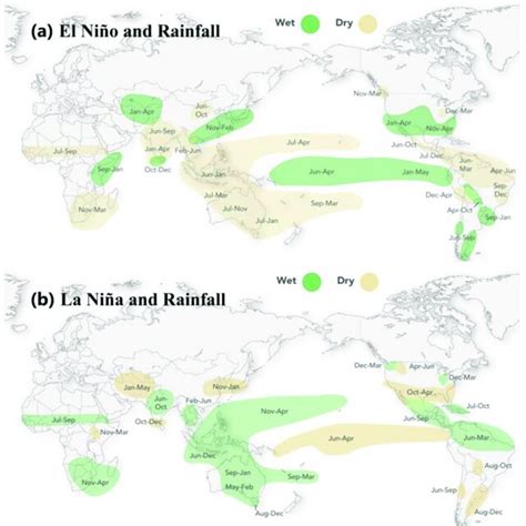 Typical Rainfall Patterns During El Niño And La Niña Events Based On