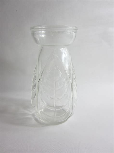 Stunning Vintage Glass Vase With Leaf Patterns Made In Etsy